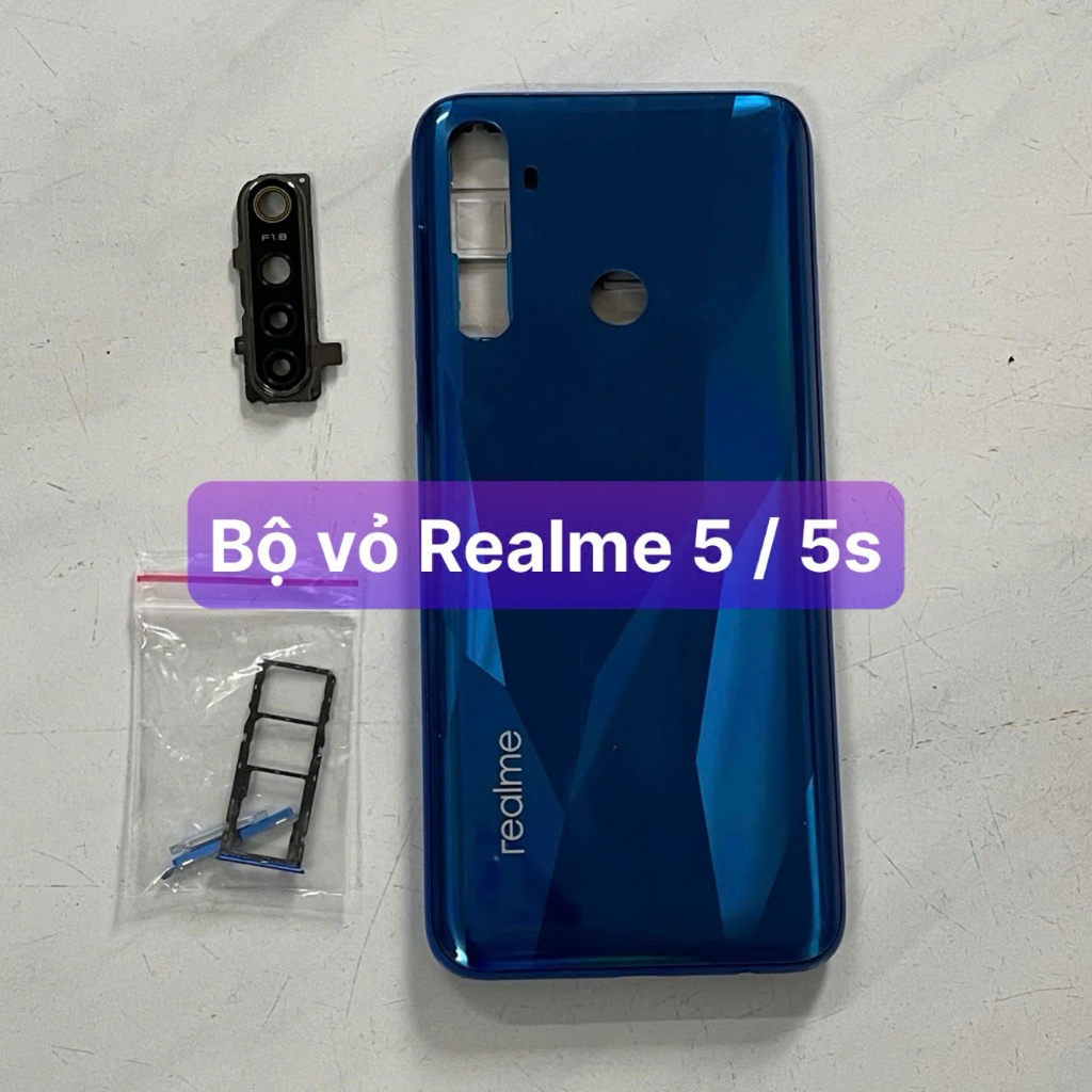 bộ vỏ Realme 5 / Realme 5s ,kèm khay sim,phím,kính camera | Shopee Việt Nam