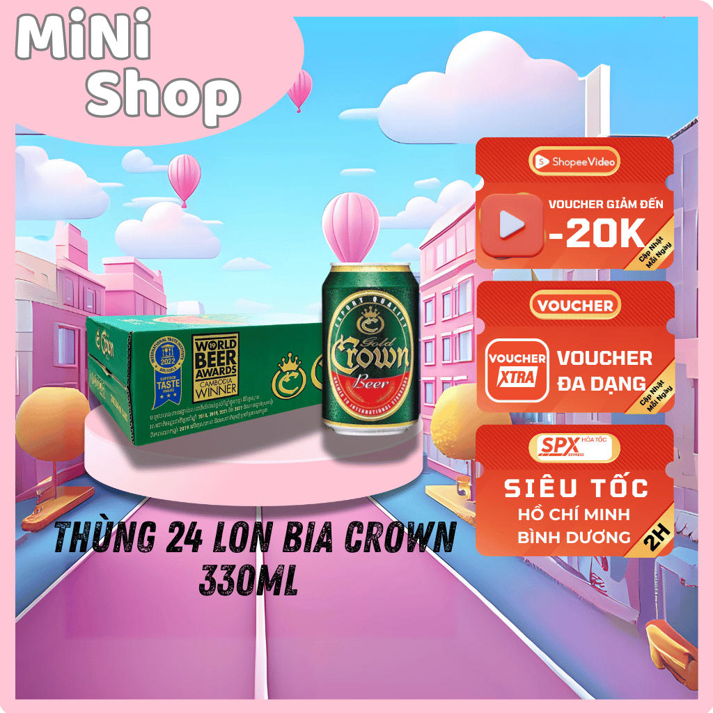 Bia Crown CAMPUCHIA - Bia Campuchia - Bia Nhập Khẩu Thùng 24 Lon x ...