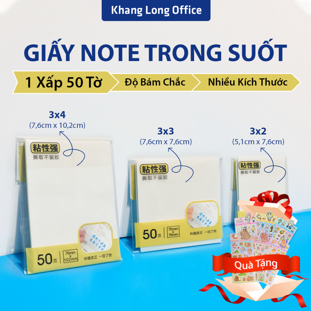 Giấy Note Trong Suốt 50 Tờ, Giấy Ghi Chú Chống Nước Nhựa PET, Không Che ...