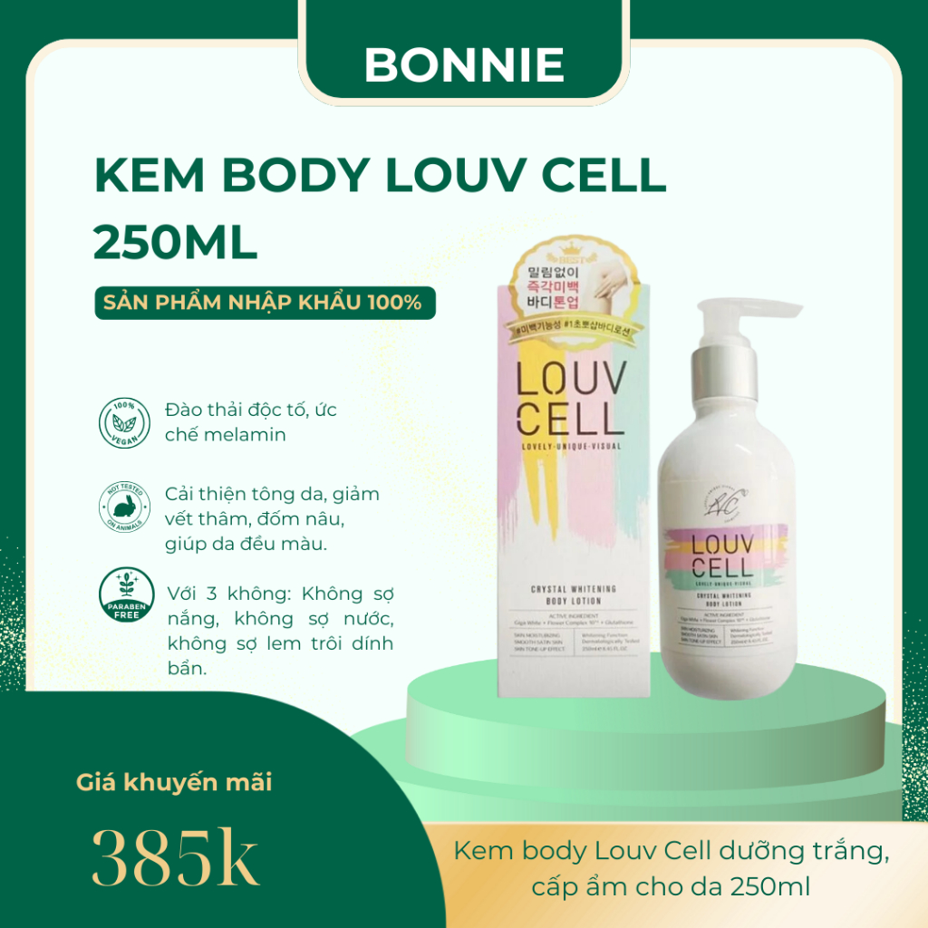 Kem body Louv Cell dưỡng trắng, cấp ẩm cho da 250ml - BonnieCosmetics ...