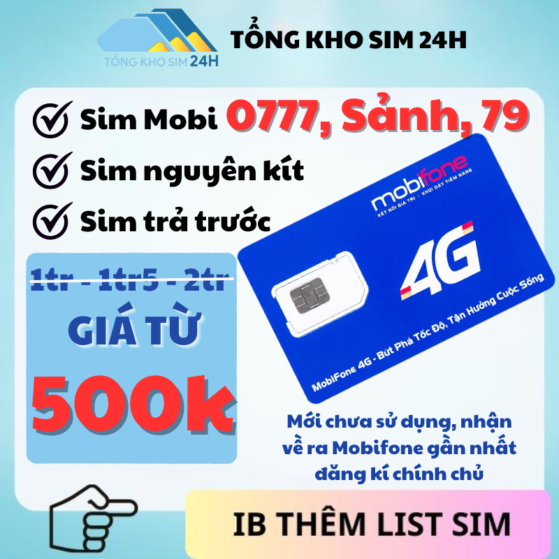 [Đồng gia 500k] Sim Mobifone số đẹp Trả Trước Đầu 0777, 0778 Sảnh, Tam hoa, 79, 68 [ĐKCC tại ...