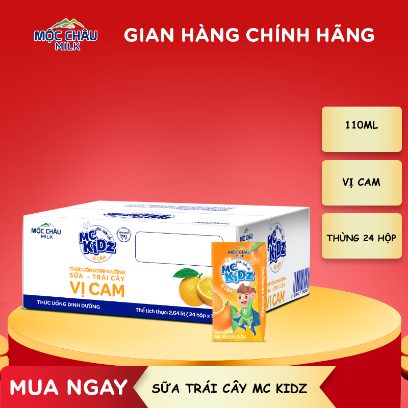 Combo 2 Thùng Sữa Trái cây MC Kidz Vị Cam (110ml x 48 hộp) Mộc Châu ...
