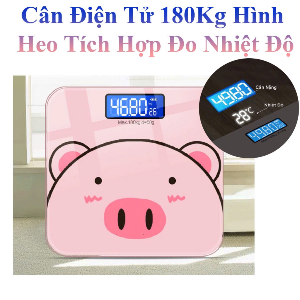 Cân Điện Tử 180Kg Tích Hợp Đo Nhiệt Độ Hình Heo Kute | Shopee Việt Nam