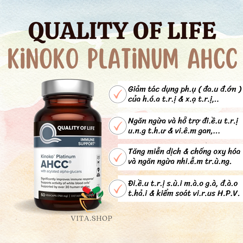 AHCC KINOKO PLATINUM 750mg - Viên Uống Tăng Cường Hệ Miễn Dịch, diệt HPV 60 viên | Shopee Việt Nam