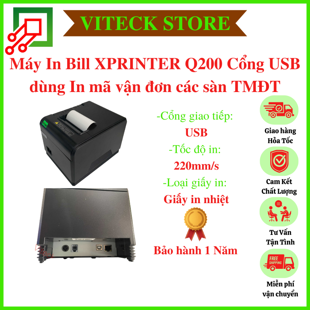 Máy In Bill XPRINTER Q200 Cổng USB - Mới Chính Hãng 100% | Shopee Việt Nam