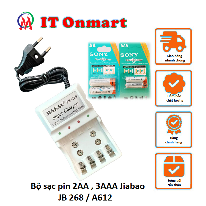 Bộ sạc pin 2AA , 3AAA Jiabao JB 268, Pin sạc AA, AAA BL 05 | Shopee ...
