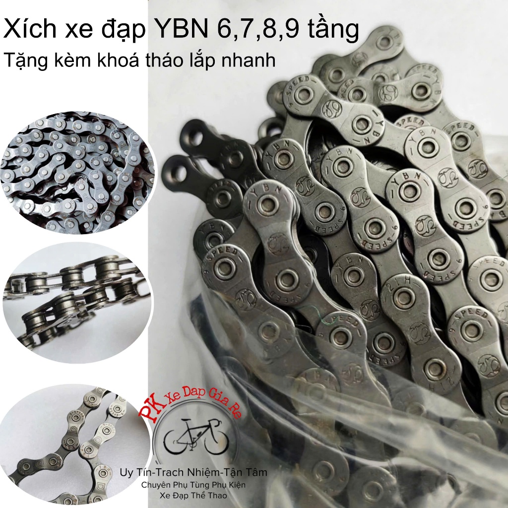 Xích xe đạp thể thao 6 - 7 - 8- 9 tầng, Sên xe đạp thể thao YBN 6,7,8,9 ...