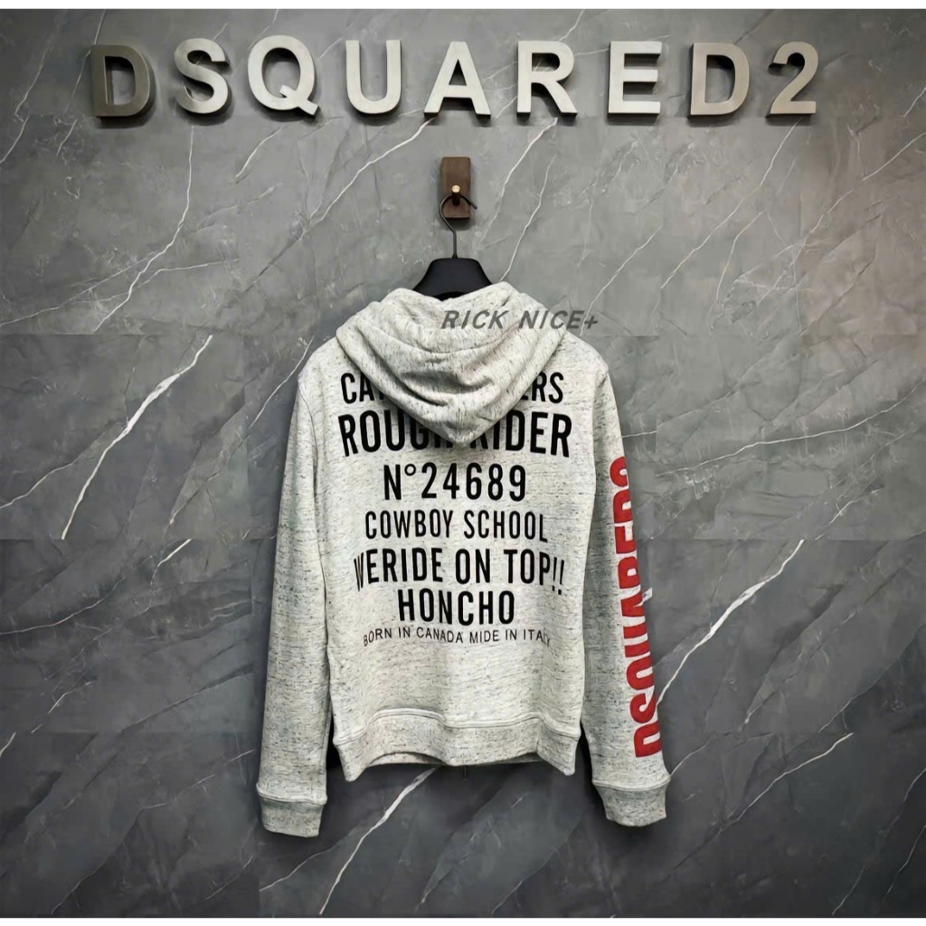 Áo Khoá Hoodie Zip DSQ2 Chất Nỷ Chân Cua Màu Xám Bạc Phối Khoá Inox Chữ ...