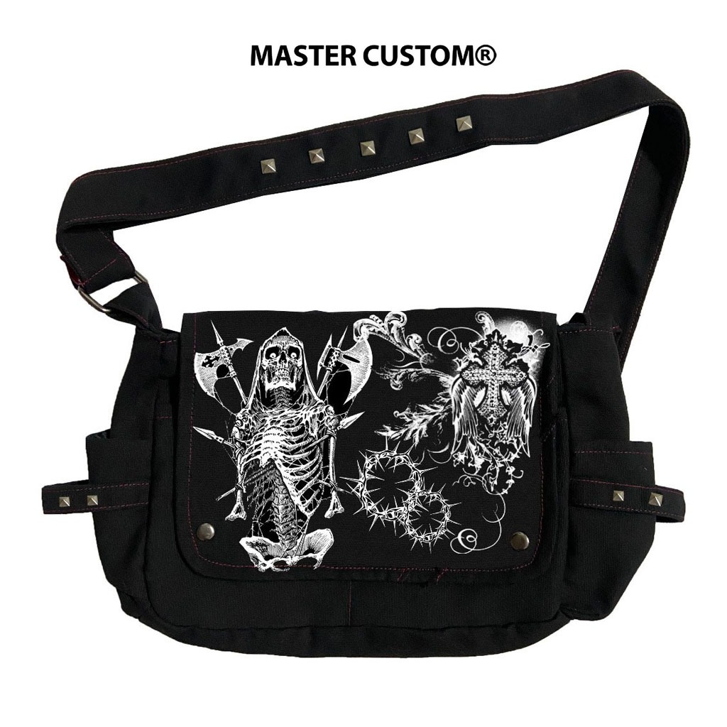Túi đeo chéo unisex MASTER bone punk rock màu đen | Shopee Việt Nam