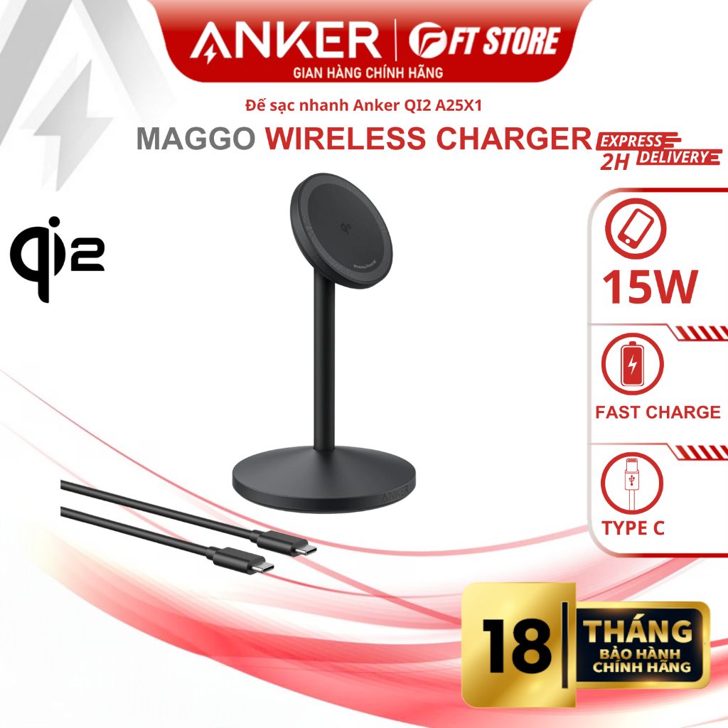 Đế sạc Anker MagGo Wireles (Stand) Qi2 1C 15W với cáp CtoC - A25X1 | Shopee Việt Nam