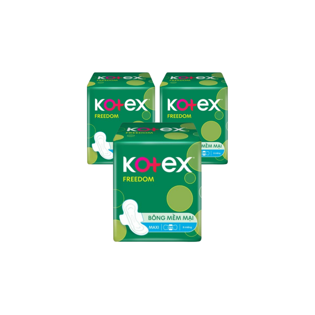 8 Gói băng vệ sinh Kotex Freedom mặt bông có cánh, BVS Kotex Freedom ...