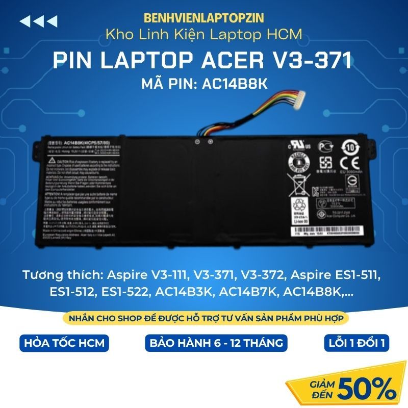 Pin Laptop Acer Aspire V3-111, V3-371, V3-372, Aspire ES1-511, ES1-512 ...