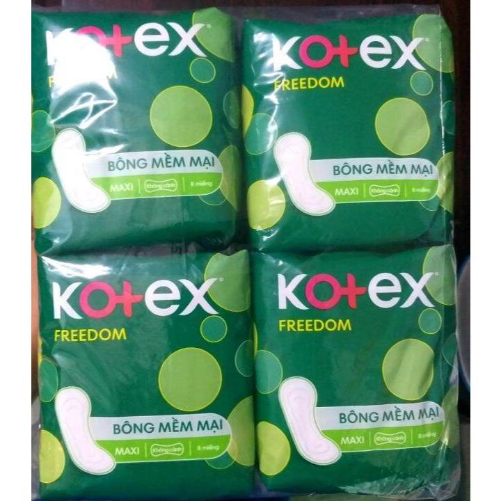 8Gói băng vệ sinh Kotex Freedom mặt bông không cánh, BVS Kotex Freedom ...