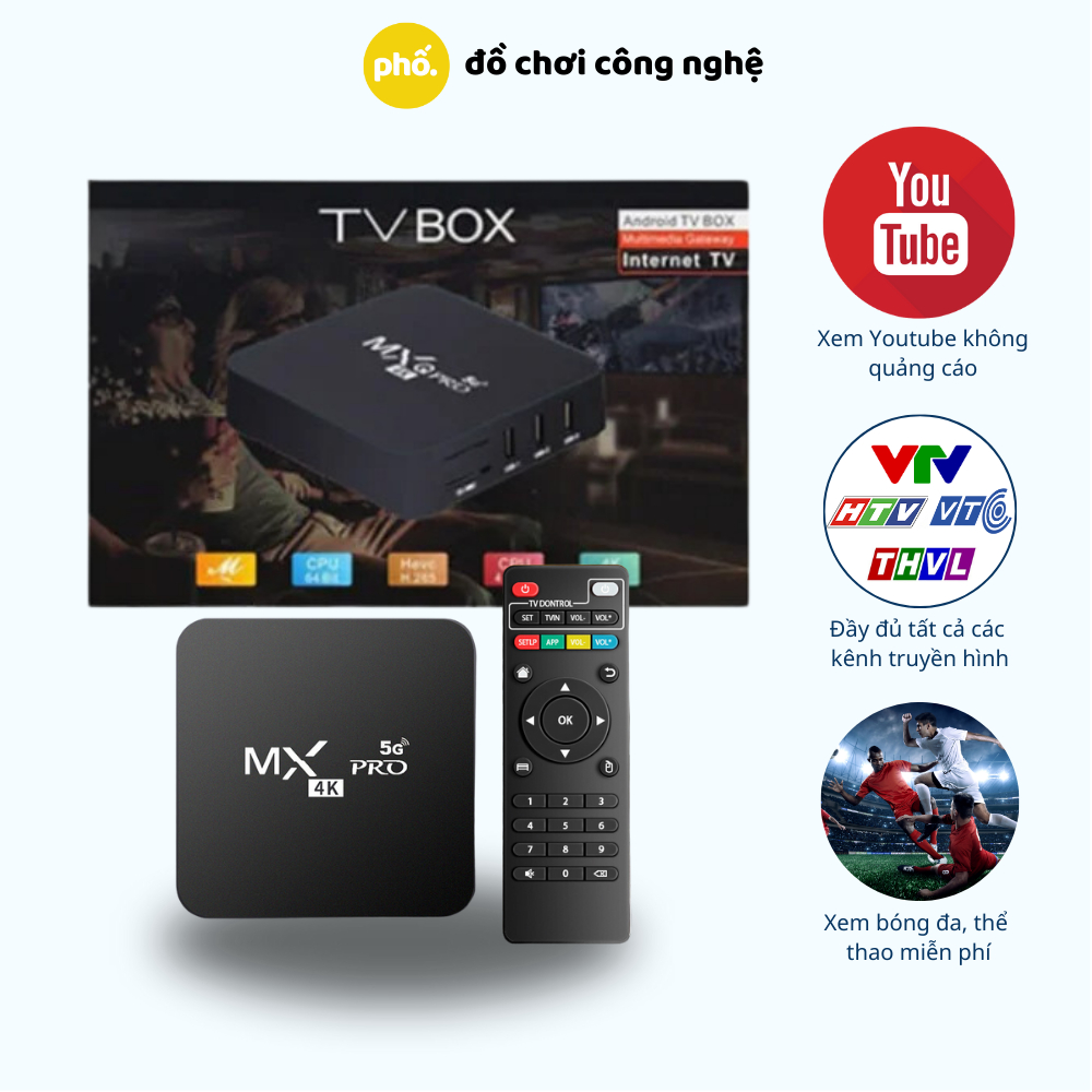 Android TV Box MXQ Pro 4K Bản Tiếng Việt Wifi 5G Smart Tivi Box Xem ...