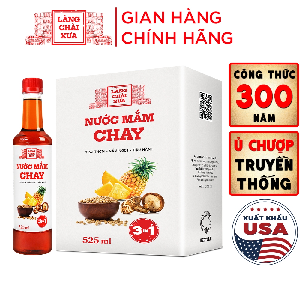 01 Chai Nước mắm chay 3 trong 1 Làng Chài Xưa 525ml trái thơm nấm ngọt đậu nành không biến đổi ...