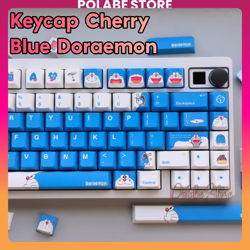 Keycap Blue Doraemon Cherry Profile PBT dyesub bàn phím cơ Polabe Store ...