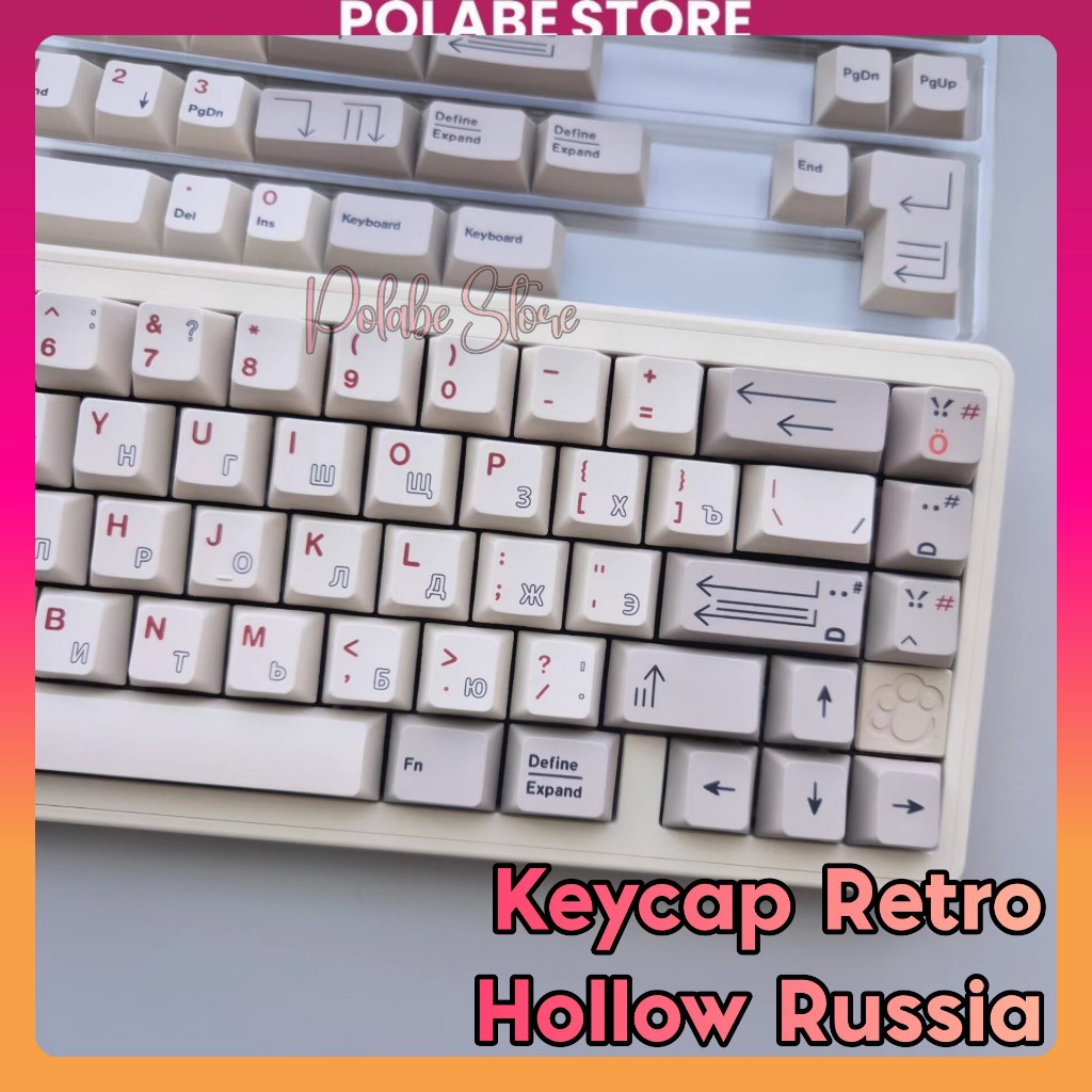 Keycap Retro Hollow Russia XMI Clone Cherry Profile Keycap PBT dyesub ...