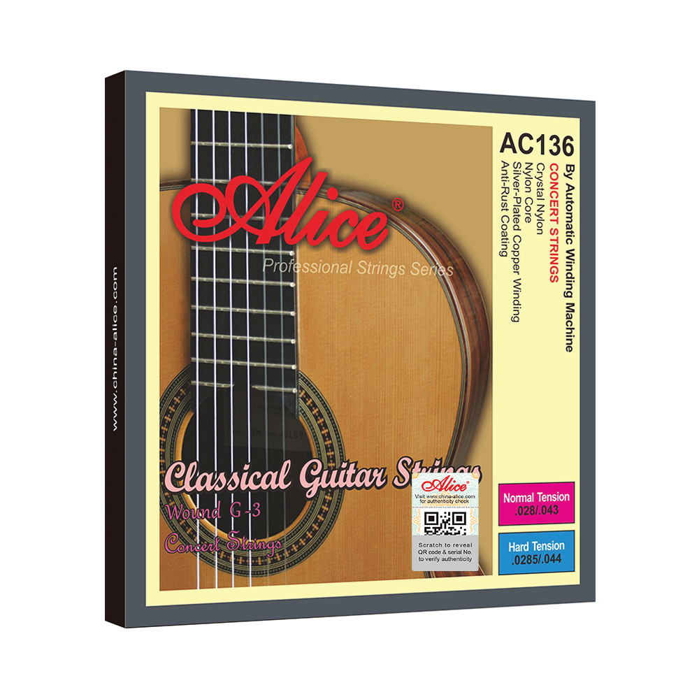 Bộ dây đàn Guitar Classic - Alice AC136 - Crystal Nylon Plain String, Silver Plated Copper ...