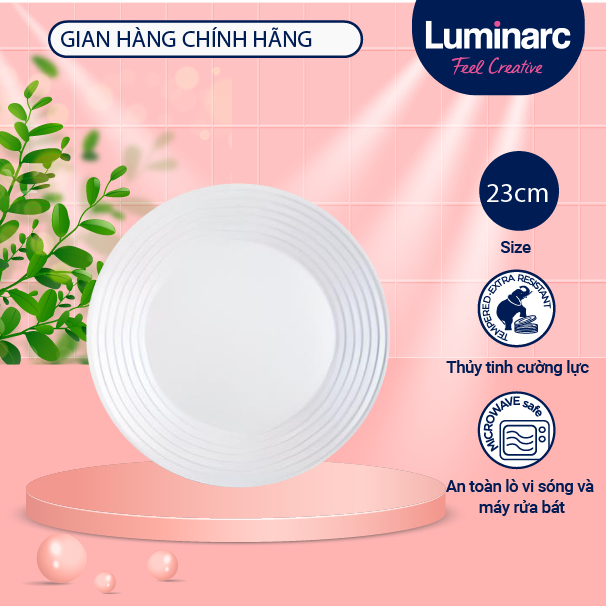 Đĩa/Bộ 6 đĩa (dĩa) thủy tinh chịu nhiệt Luminarc Harena 23cm N5413/N5413*6, dùng lò vi sóng ...