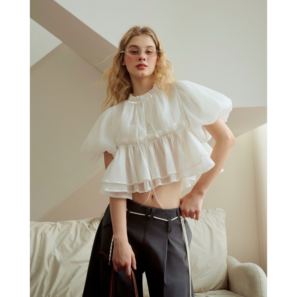 Icy Top - Remmus | Áo thiết kế babydoll tay bồng cho nữ | Shopee Việt Nam