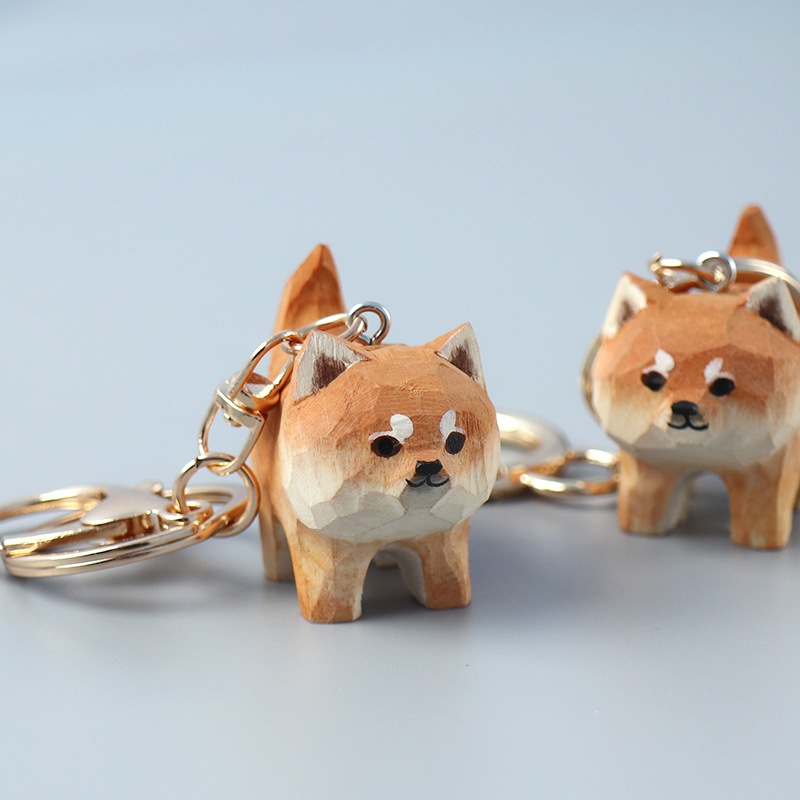 Móc khóa khắc gỗ động vật Chó Shiba, Husky, Mèo vàng ngộ nghĩnh The YÊN ...