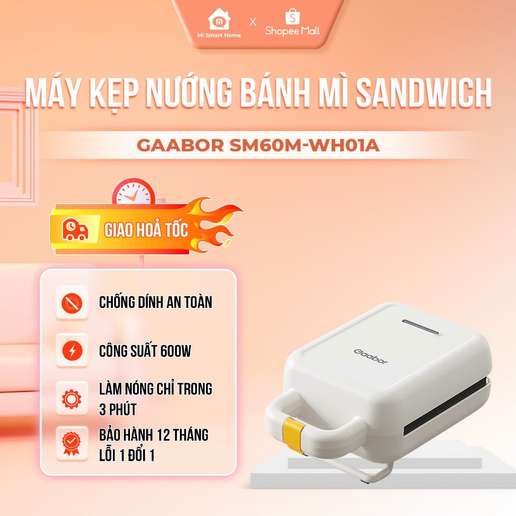 Máy kẹp sandwich SM60M-WH01A GAABOR nướng bánh mì, rán trứng, nướng ...