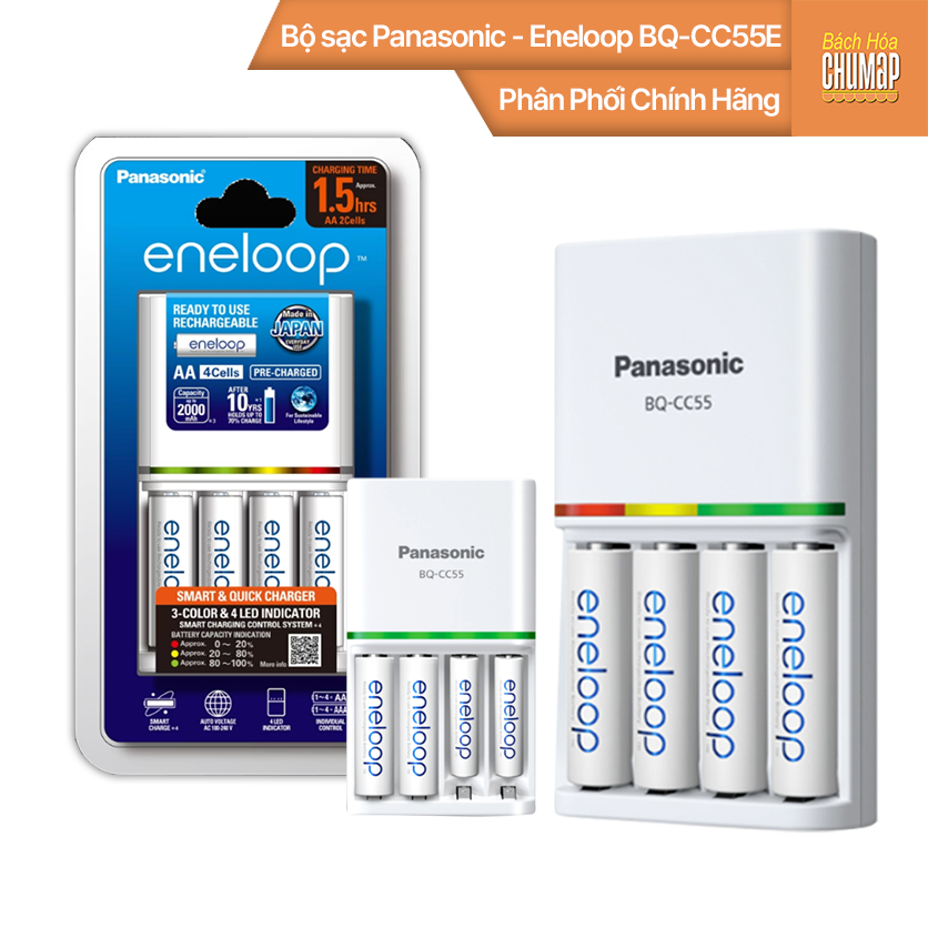Bộ sạc pin Panasonic AA/AAA - Eneloop BQ-CC55E - Chính Hãng | Shopee ...