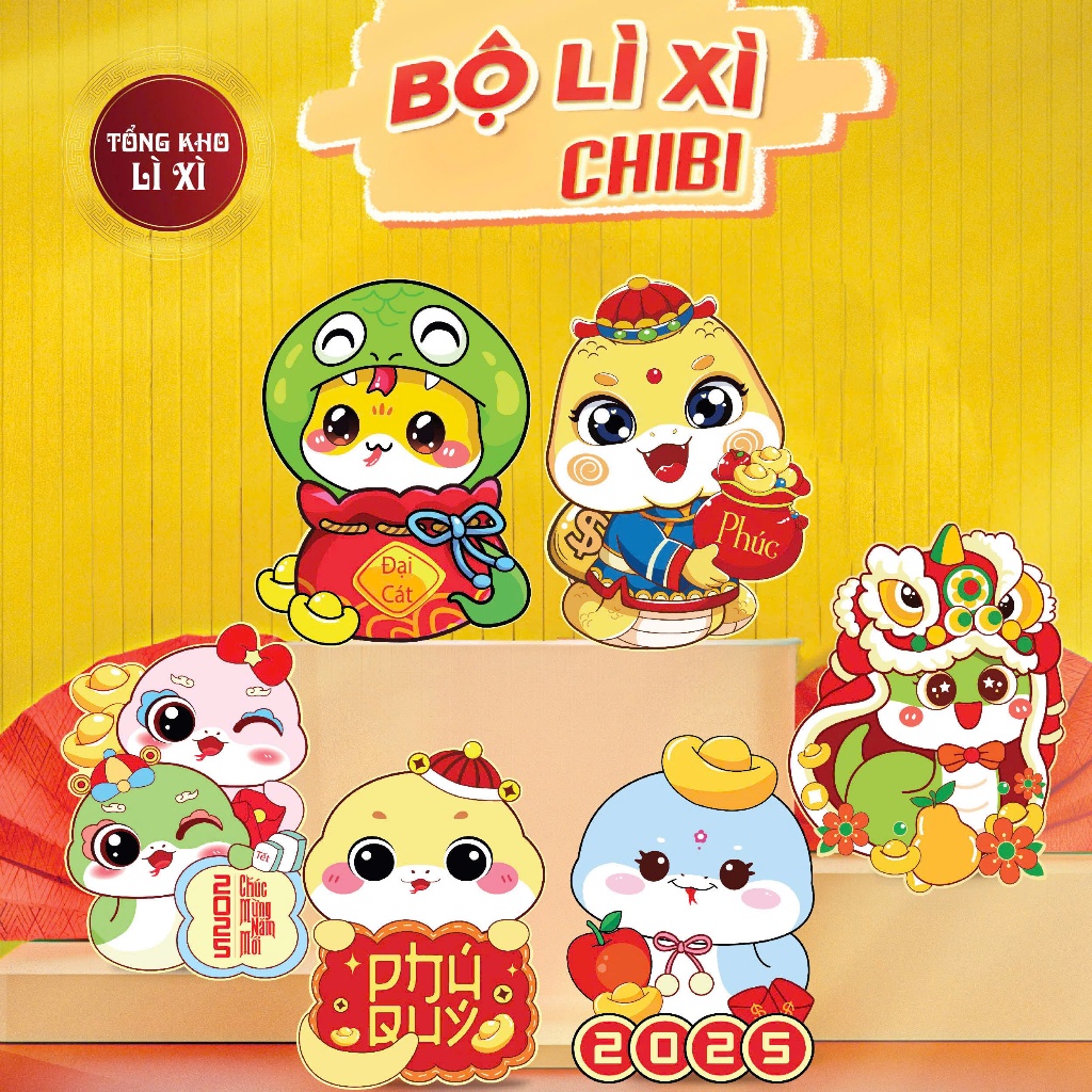 Bao Lì Xì Chibi Set 6 Cái Bao Lì Xì Tết 2025 mã 01 | Shopee Việt Nam