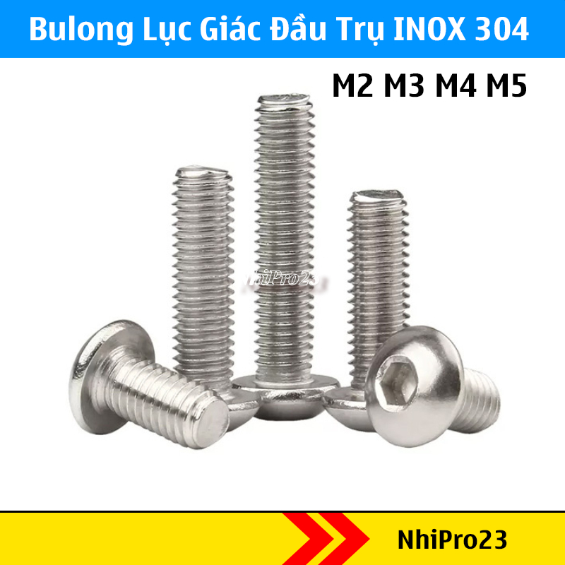 Ốc vít inox, Bulong inox lục giác đầu dù Inox 304 M3 M4 M5 M6 M8 (10 Con) | Shopee Việt Nam