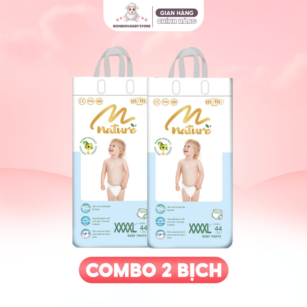 [COMBO 2 BỊCH] Tã Bỉm Dán Quần MOMO NATURE Mềm Mại, Chống Hăm, An Toàn ...