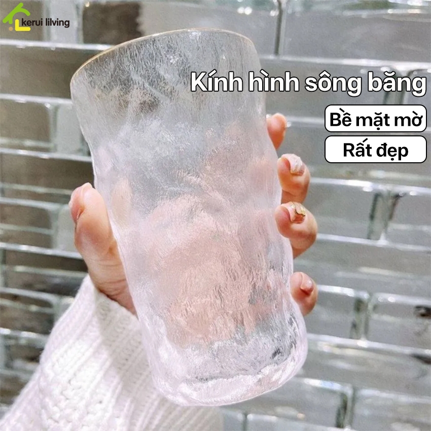 Cốc thủy tinh họa tiết vân sóng MILADA decor, ly decor quán cà phê, ly ...