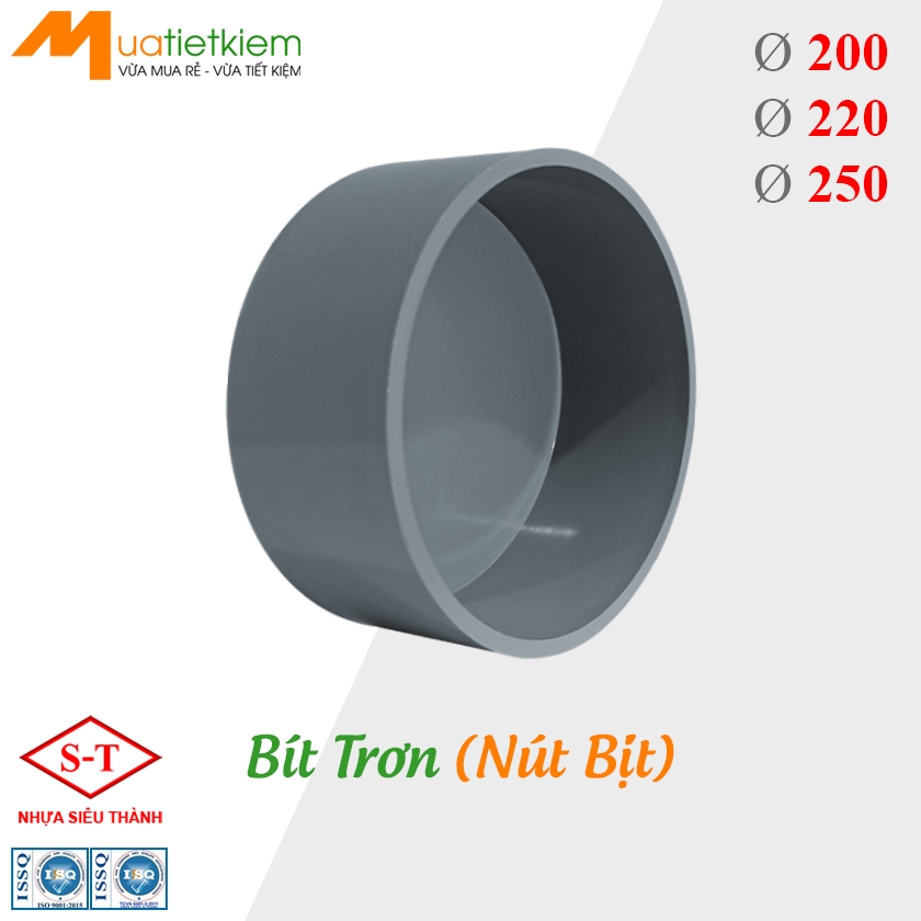 Ø200 Ø220 Ø250 [BÁN SỈ] Bít Trơn, Nút Bịt PVC phi 200, 220, 250, phụ ...