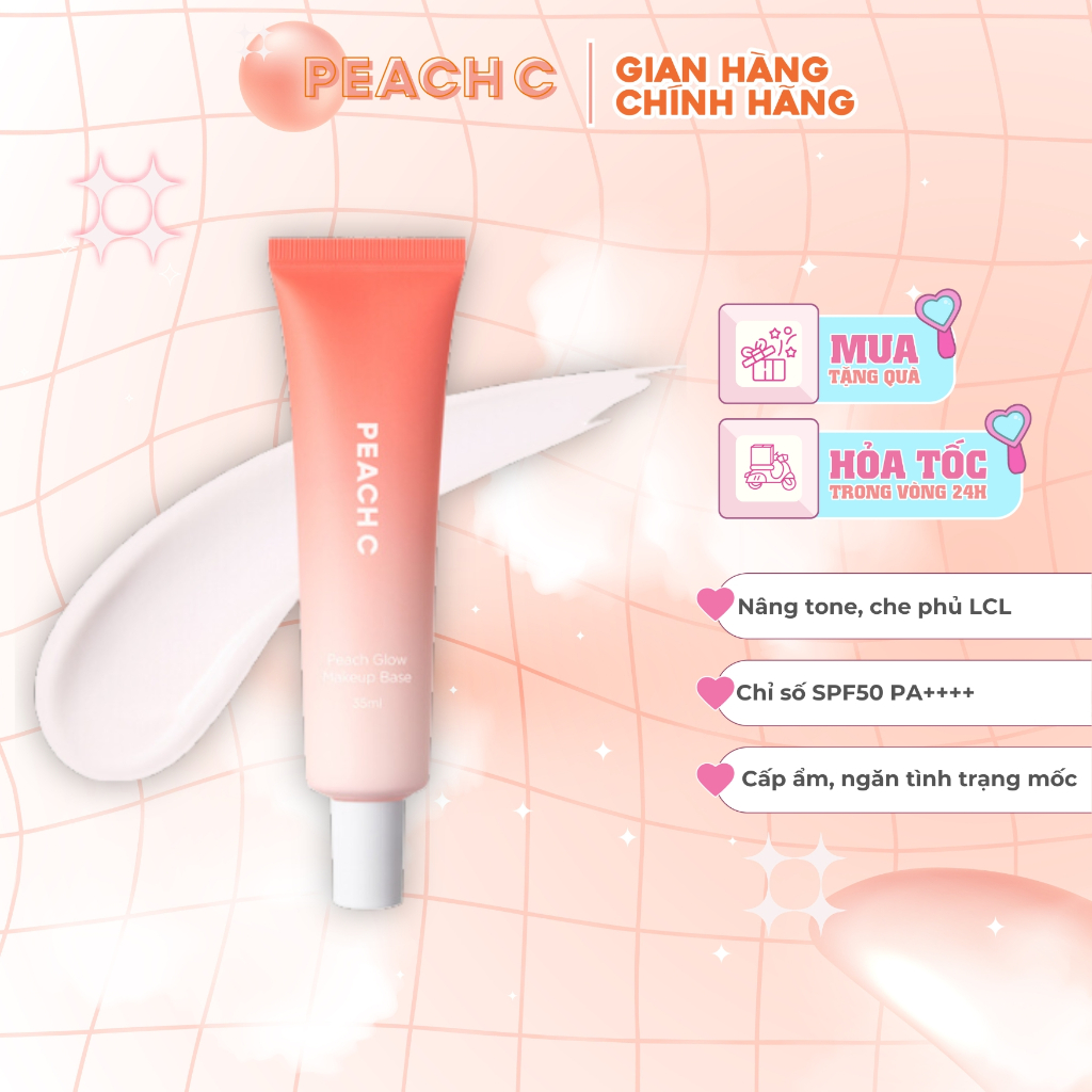 Kem lót PEACH C Peach Glow Makeup Base - Kiềm Dầu, Che Phủ Lỗ Chân Lông ...