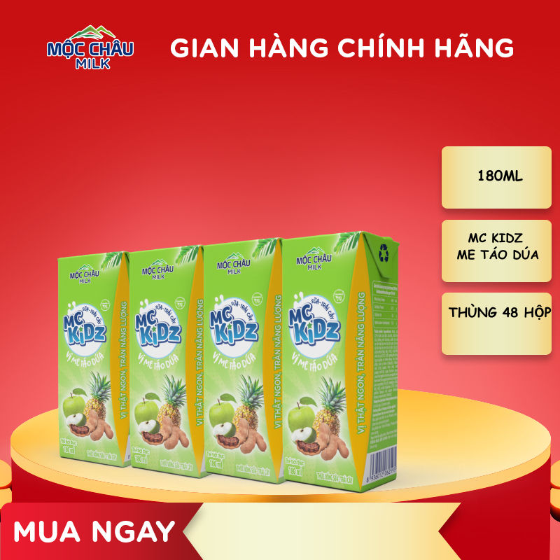 Thùng 48 hộp Sữa trái cây MC Kidz vị Me Táo Dứa (180mlx48) Mộc Châu ...