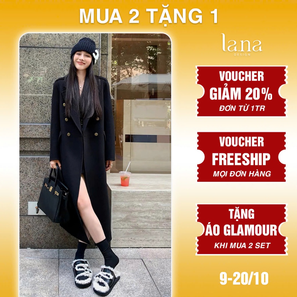Áo khoác măng tô La.na chất liệu dạ Hàn cao cấp phối màu đen cá tính - A1208 | Shopee Việt Nam
