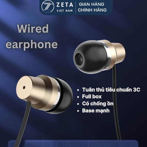 ZETA Tai Nghe Có Dây Jack 3.5mm Chống Tiếng Ồn Kèm Mic Tiện Dụng Base ...