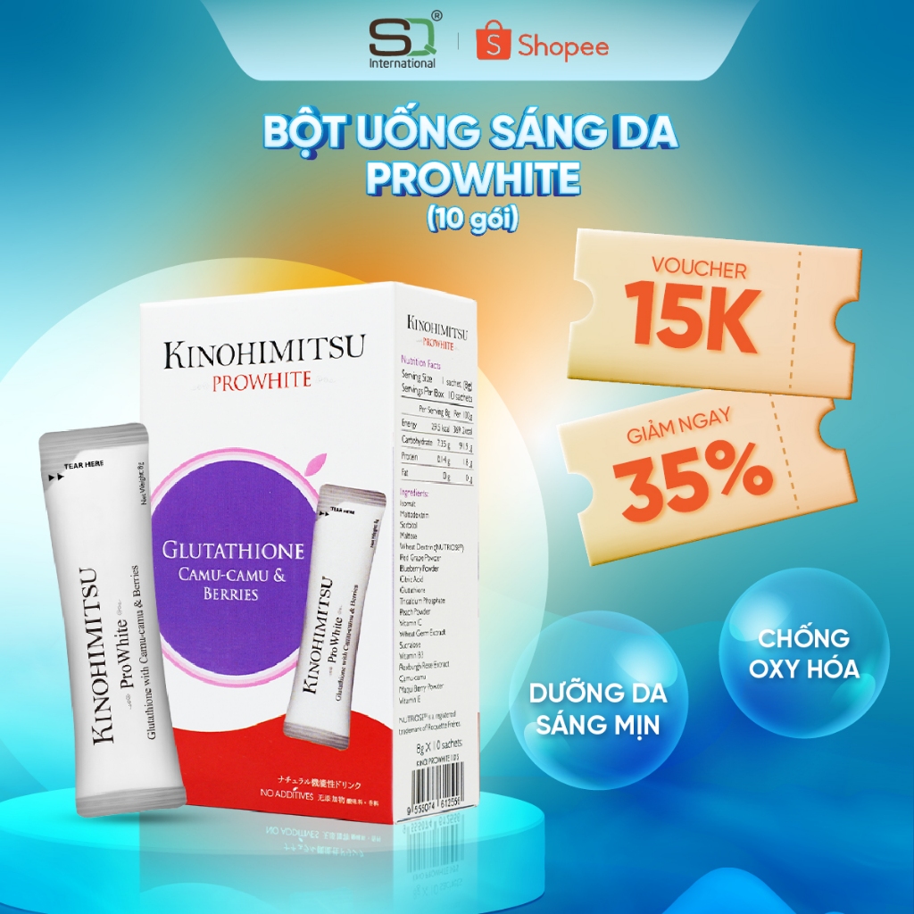 Bột uống sáng da, khỏe gan Glutathione Kinohimitsu ProWhite (Hộp 10 gói ...