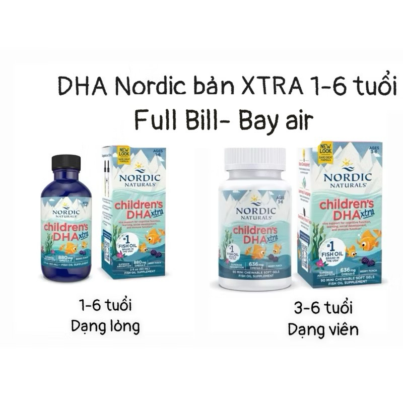 [NỘI ĐỊA MỸ- FULL BILL- AIR] DHA Xtra Nordic Natural cho trẻ 1-6 tuổi ...