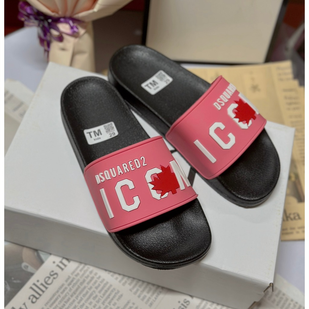 Dép Quai Ngang DSQ ICON Hồng Unisex Nam Nữ Dập Nổi Siêu Đẹp Êm Chân ...