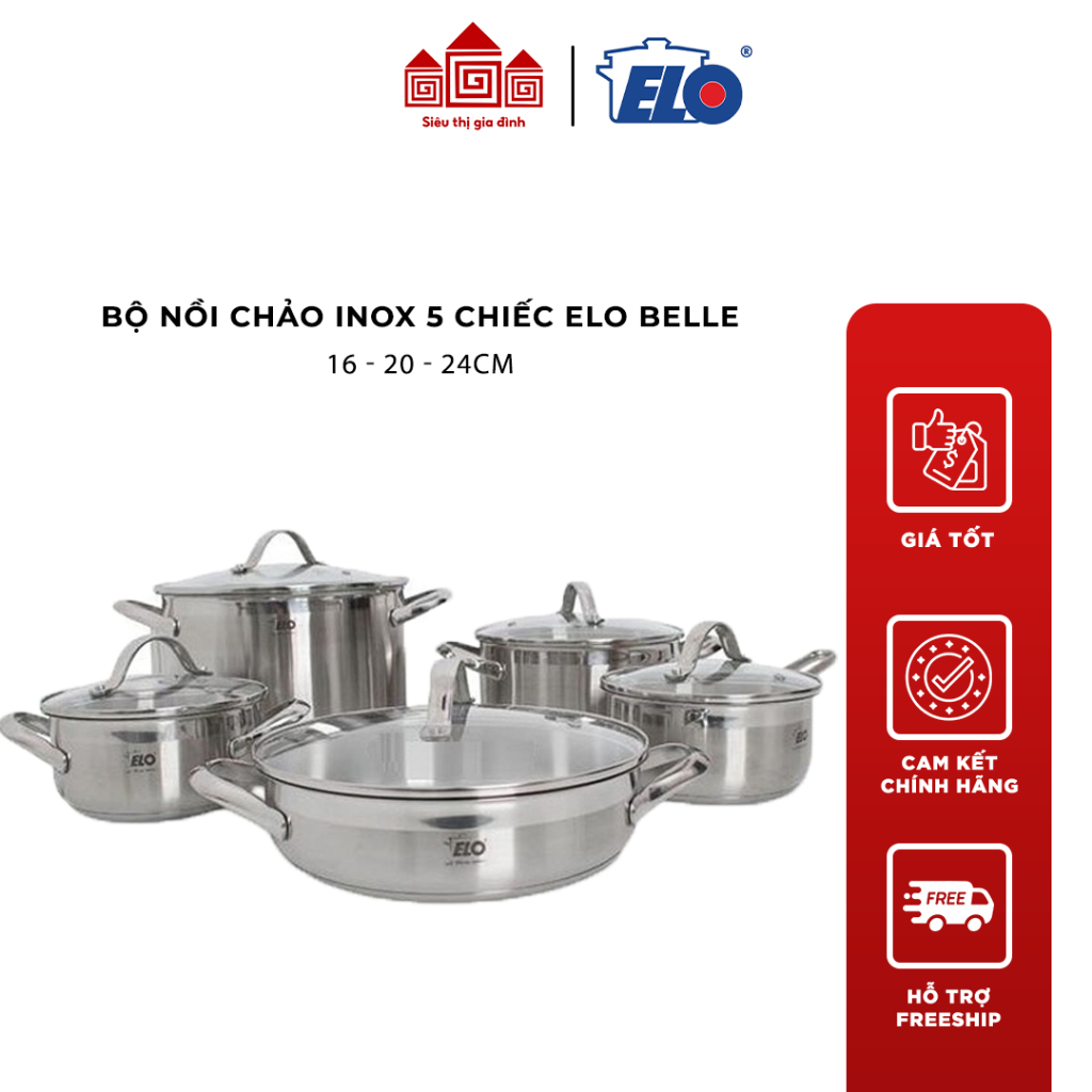 Bộ nồi Inox 5 chiếc ELO Belle 16/18/20/24cm - thương hiệu Đức | Shopee Việt Nam