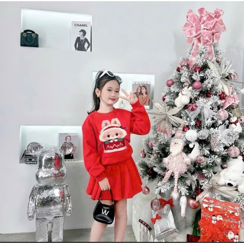 HL2 SET VÁY NỈ THU ĐÔNG CHO BÉ, ÁO NỈ CHẤT DA CÁ PHỐI CHÂN VÁY XOÈ 9-42kg ( MẪU HL2 ) | Shopee ...