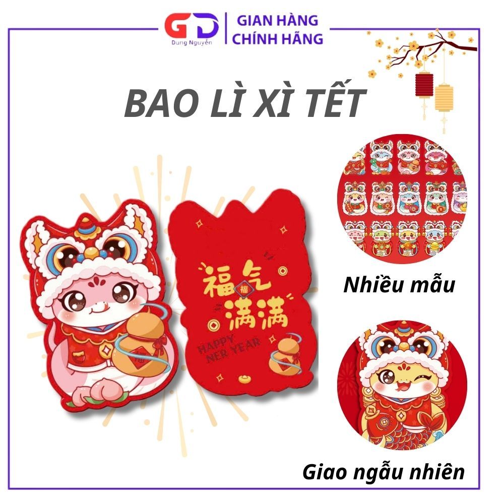 Bao lì xì tết 2025, bao lì xì thiết kế siêu dễ thương, chibi rắn cho ...