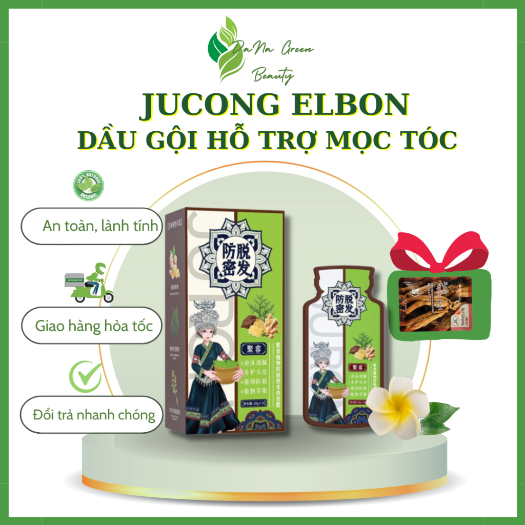 Dầu gội kích mọc tóc JUCONG ELBON hộp 10 gói - Chiết xuất gừng giảm ...