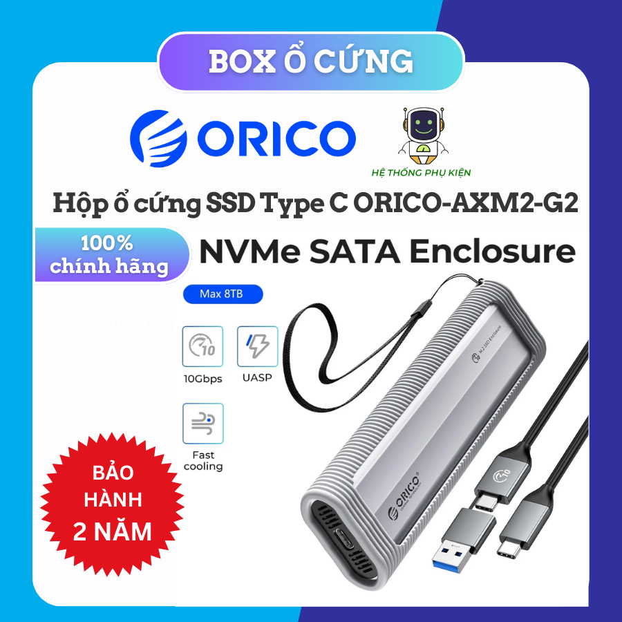 Box ổ cứng SSD ORICO AXM2 M.2 NVME TypeC & M.2 Dual NVME+SATA TypeC ...