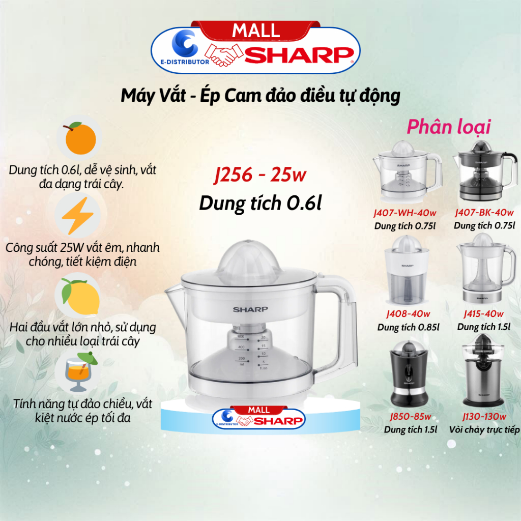 Máy Vắt Cam SHARP tự động đảo chiều J256 | J407 | J408 | J415 | J850 | J130 - Chính hãng 100% ...