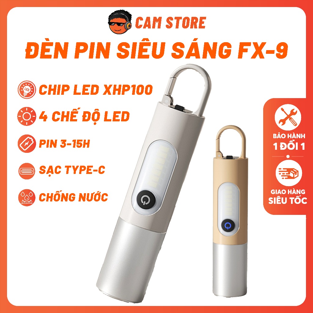 Đèn Pin Đa Năng X9 PRO Siêu Sáng - Chip Led P50, Pin 2000mAh 3-18h, 4 ...