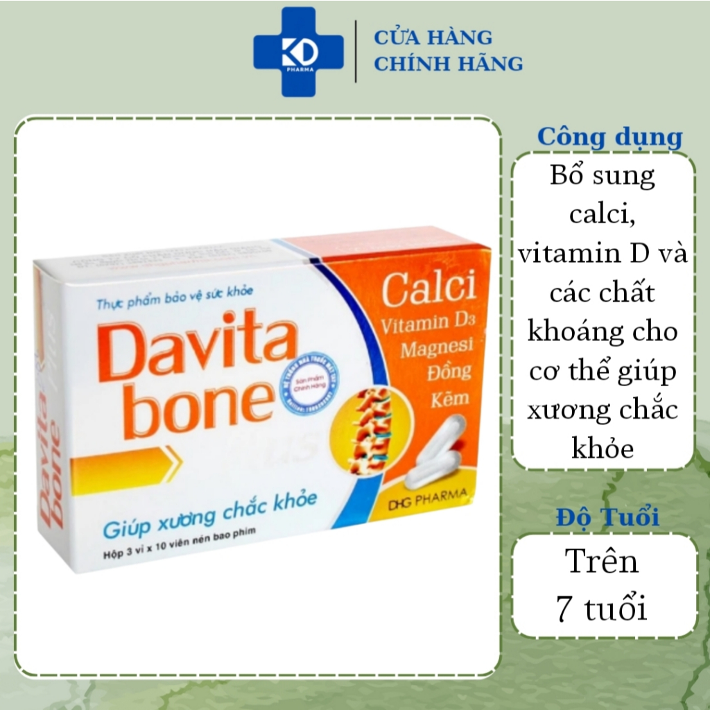 Viên uống Davita Bone Plus DHG bổ sung calci, vitamin D và các chất ...
