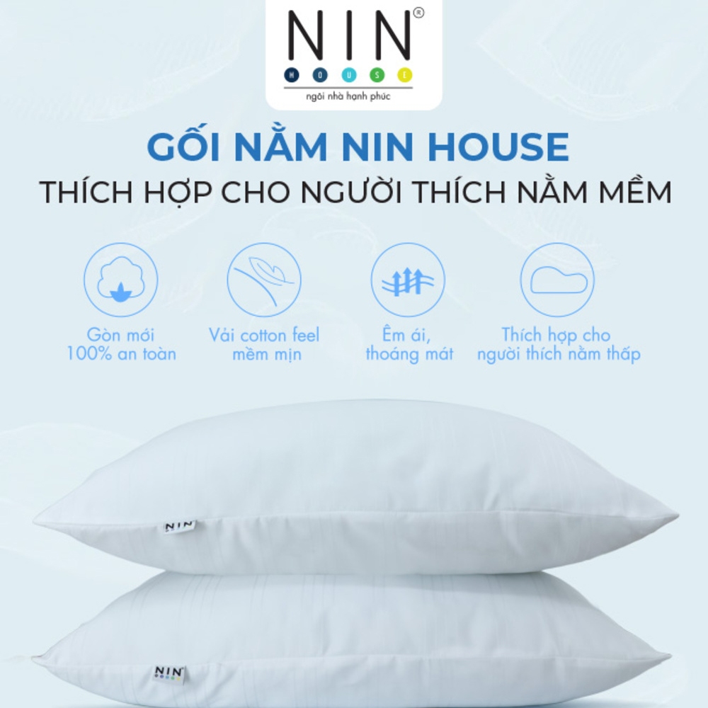 Ruột gối nằm gòn NIN House kích thước 40x60cm, 50x70cm, thích hợp cho ...