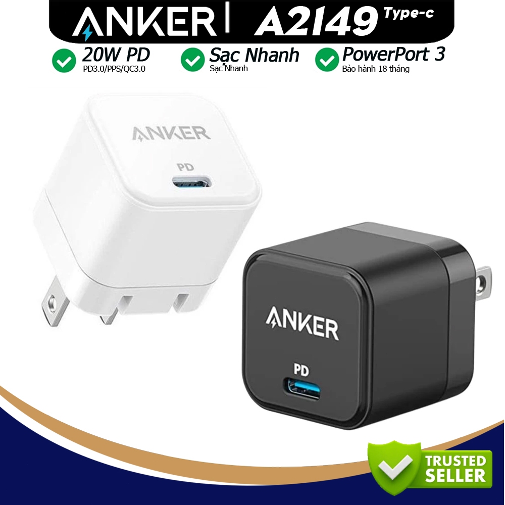 Bộ sạc nhanh anker 20w A2149 sạc 20W PowerPort 3 PD USB-C type c sạc ...