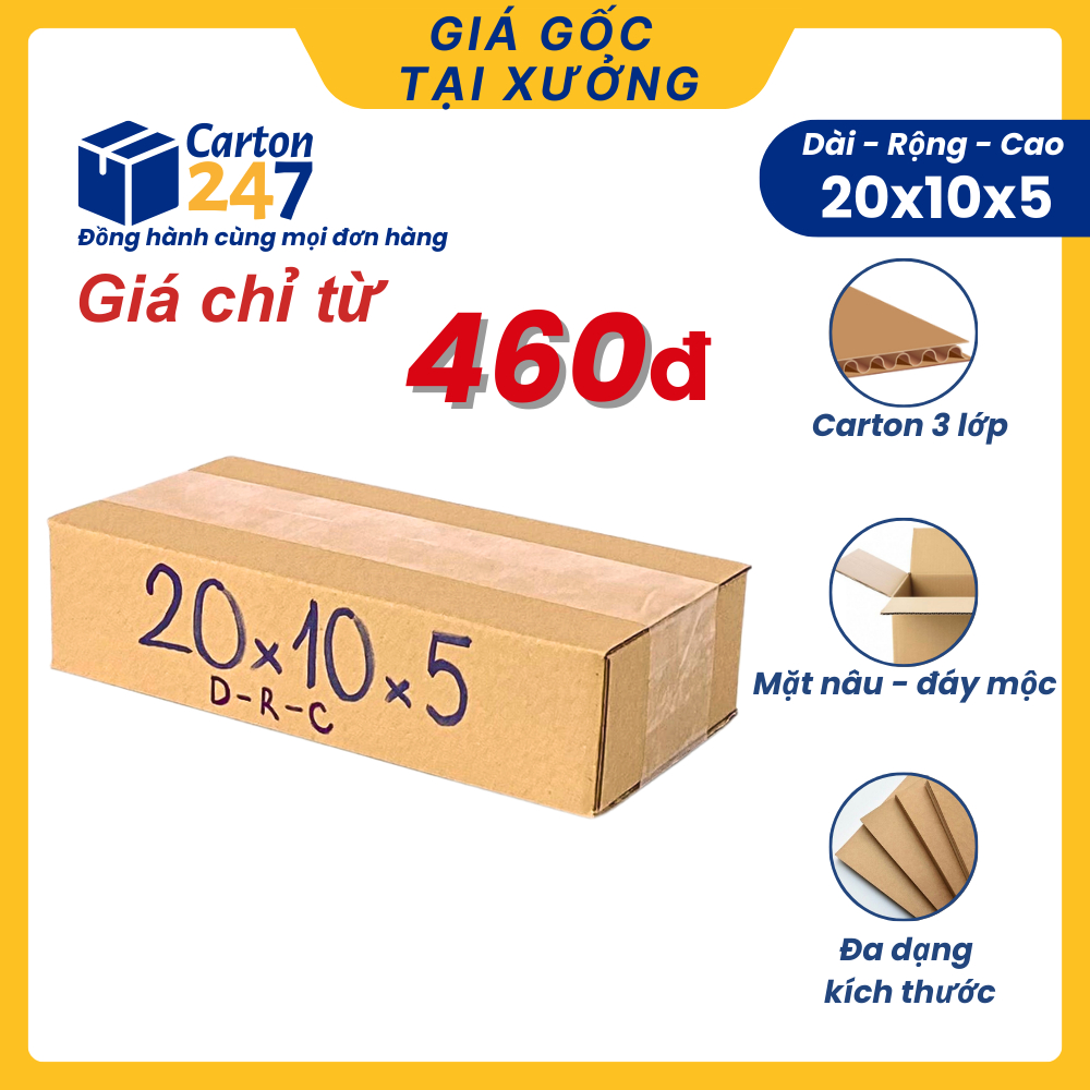 20x10x5 [COMBO 10] Hộp carton, hộp bìa giấy carton đóng gói hàng ...